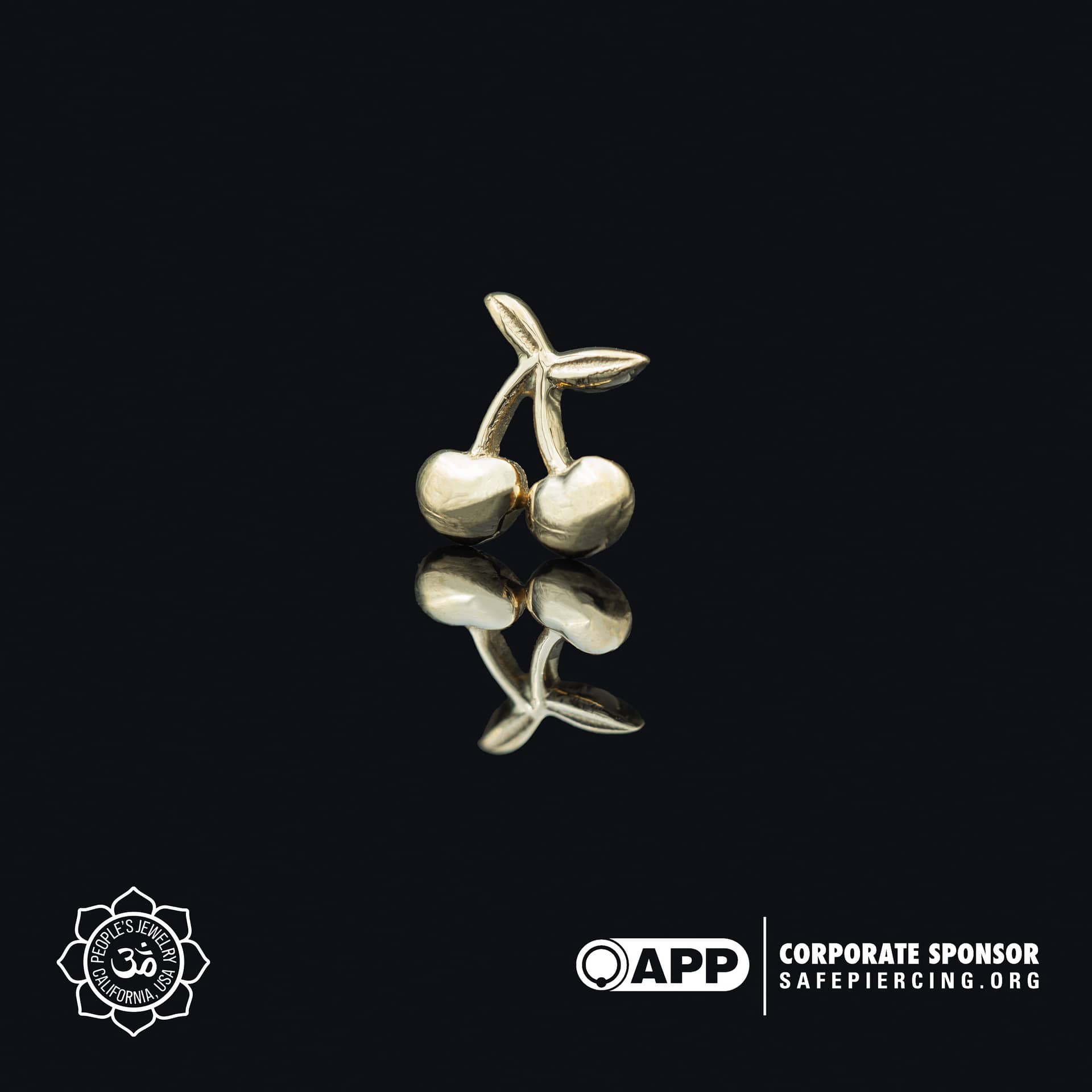 14k Gold Cherry Threadless End by Peoples Jewelry